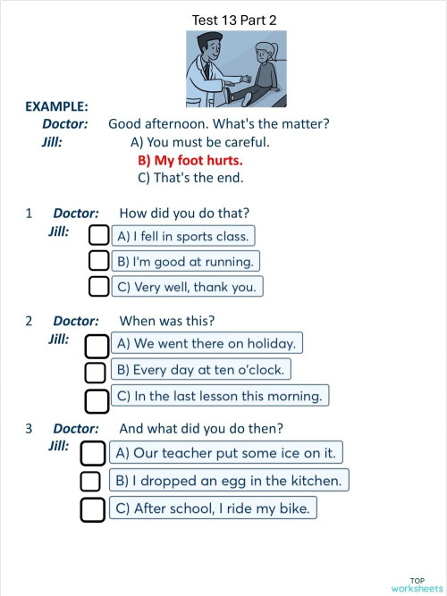Dialog test 13 part 2. Interactive worksheet | TopWorksheets