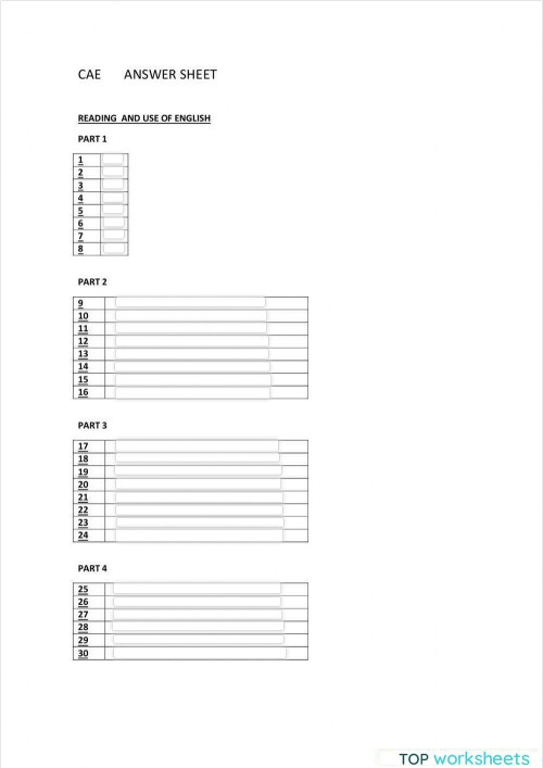 CAE Reading-Use of English. Interactive worksheet | TopWorksheets