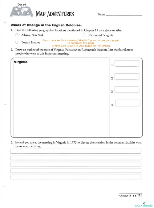 Chapter 11: Map Adventure Pg 111-112. Interactive worksheet | TopWorksheets