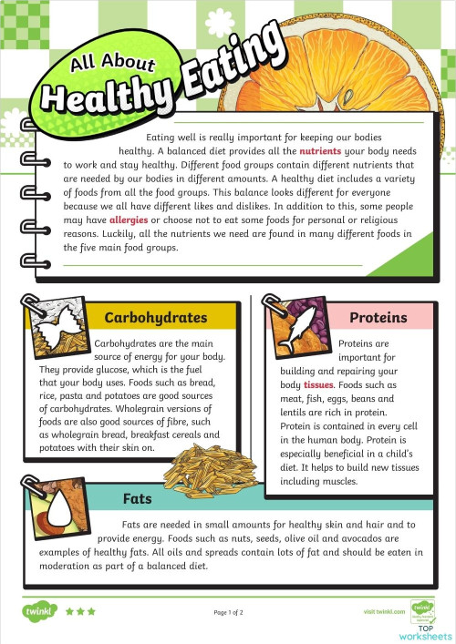 Healthy Eating. Interactive worksheet | TopWorksheets