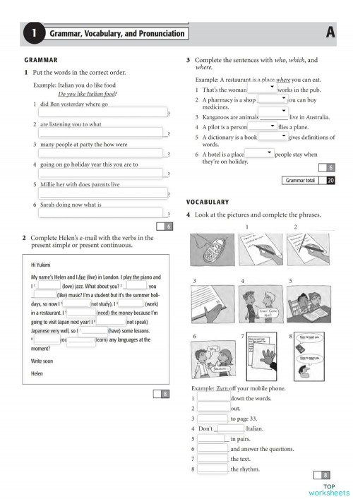 B1 Test Unit 1. Interactive worksheet | TopWorksheets
