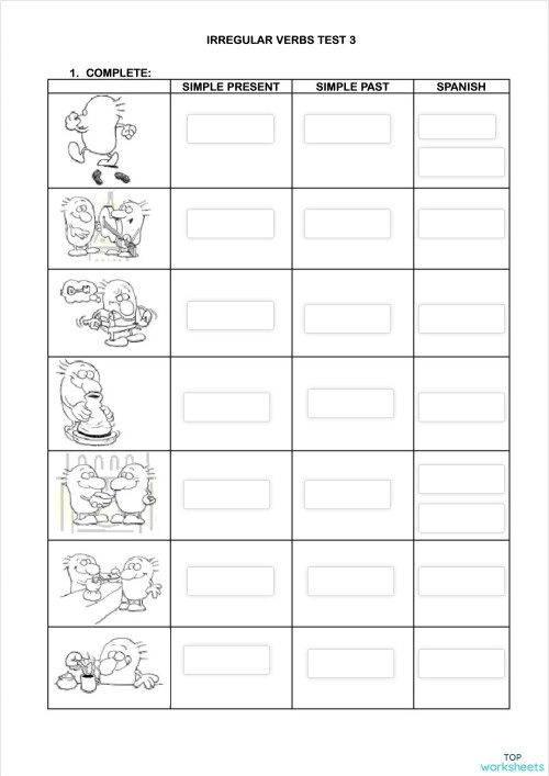 Irregular verb Test 3. Interactive worksheet | TopWorksheets