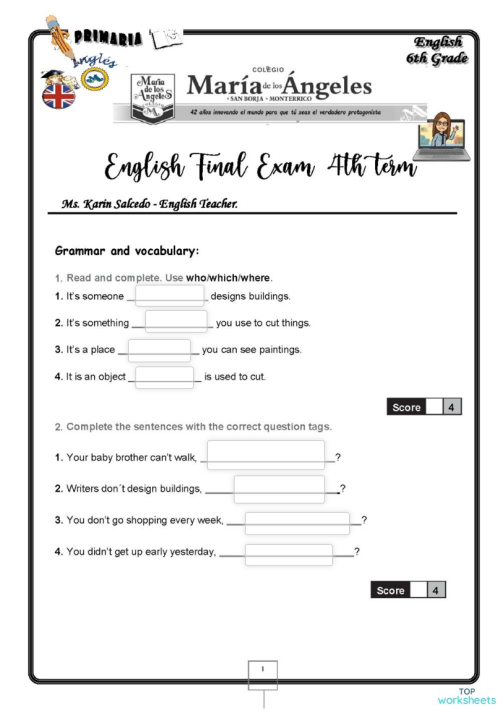 6th grade _final. Interactive worksheet | TopWorksheets