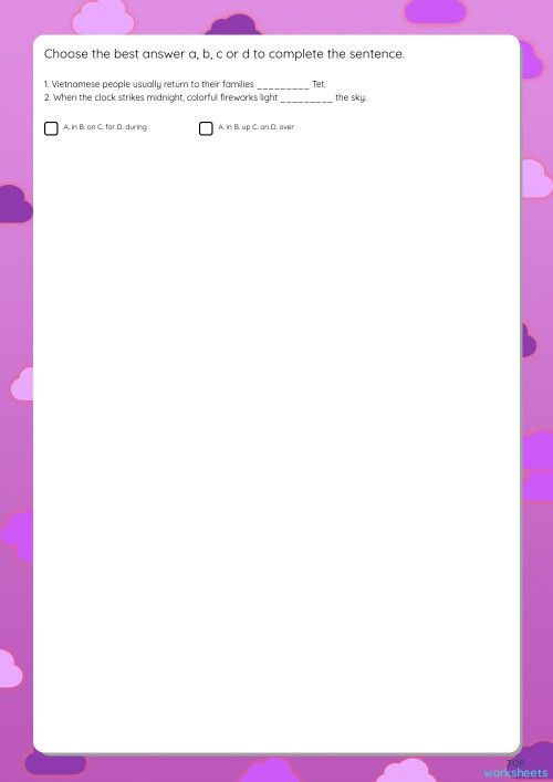 UNIT 6: TET OUR HOLIDAY. Interactive worksheet | TopWorksheets