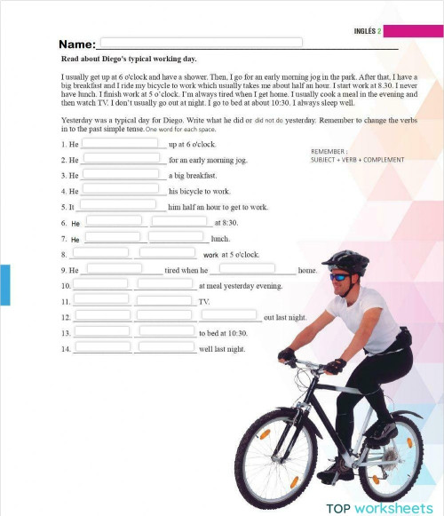 Past routines. Interactive worksheet | TopWorksheets