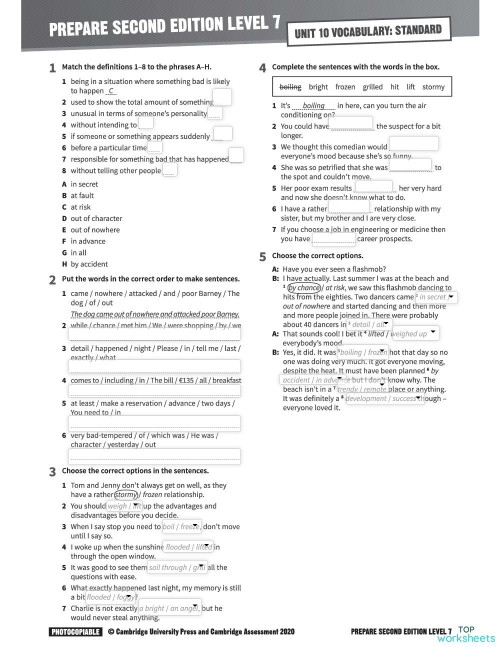 UNIT 10 VOCAB. Interactive worksheet | TopWorksheets
