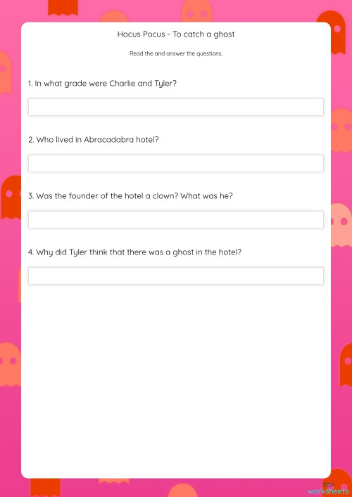 Hocus Pocus - To catch a ghost. Interactive worksheet | TopWorksheets