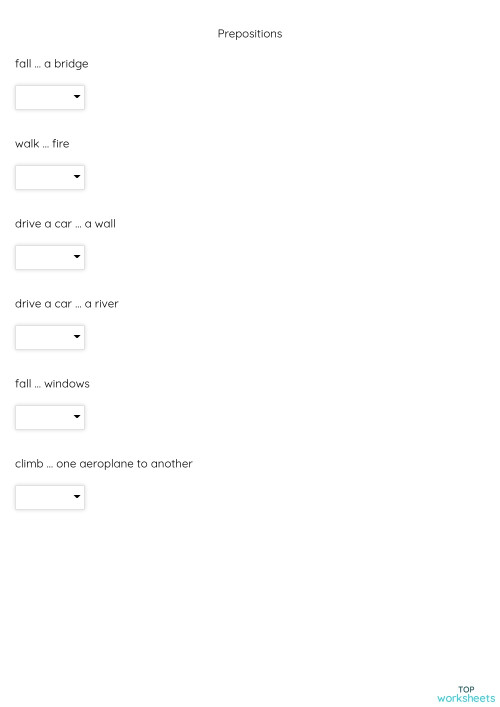 Prepositions. Interactive worksheet | TopWorksheets
