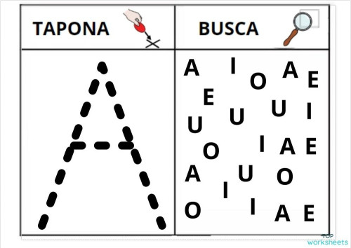 busca las vocales. Ficha interactiva | TopWorksheets
