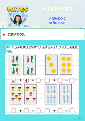 SUMAMOS CON CARTAS. Ficha interactiva | TopWorksheets