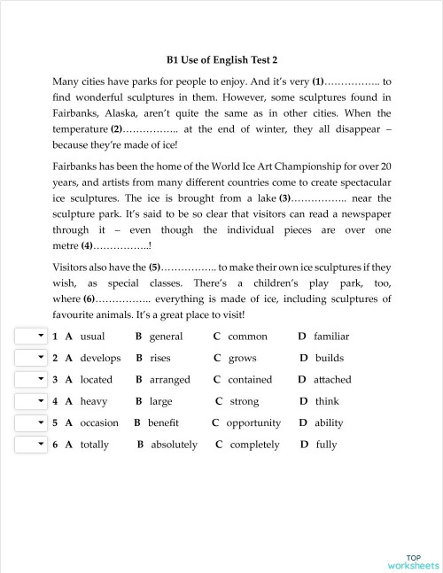 B1 Use of English_Test 2. Interactive worksheet | TopWorksheets