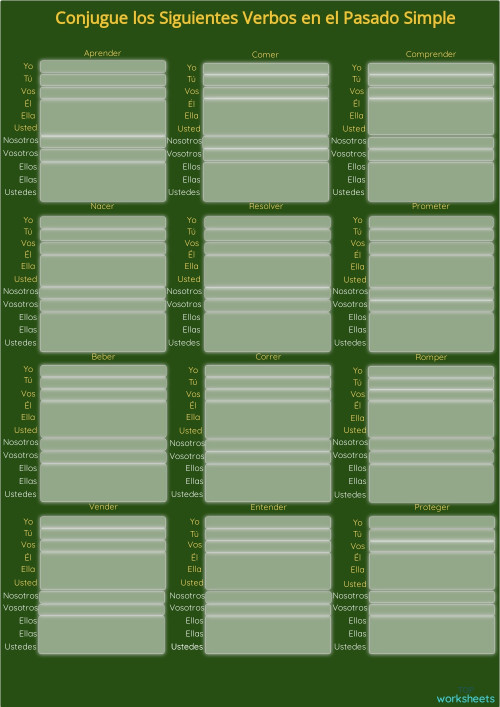 #8 Conjugación - ER en el PPS. Ficha interactiva | TopWorksheets