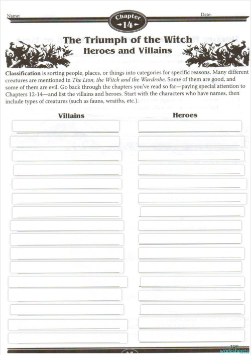 Heroes and Villains: The Triumph of the Witch. Interactive worksheet ...