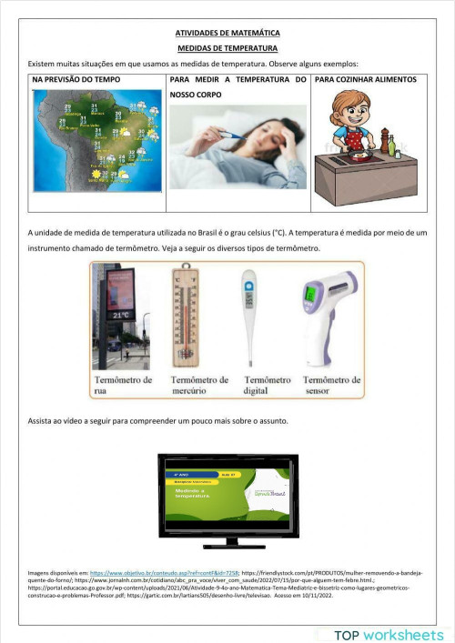 Medidas de temperatura. Ficha interativa | TopWorksheets