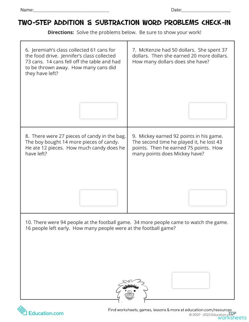Addition and Subtraction Two-Step. Interactive worksheet | TopWorksheets