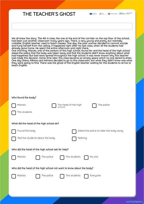THE TEACHER´S GHOST. Interactive worksheet | TopWorksheets