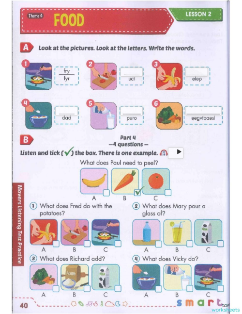 Theme 4: Food - Lesson 2 & 3. Interactive worksheet | TopWorksheets