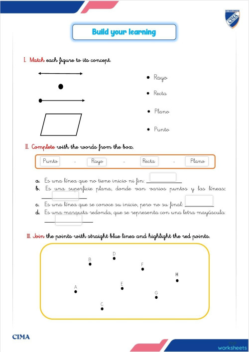 ELEMENTOS BÁSICOS DE LA GEOMETRÍA. Ficha interactiva | TopWorksheets