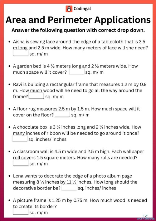 M_G05M16L46_WA02_Area_and_Perimeter_Applications_4. Interactive worksheet | TopWorksheets