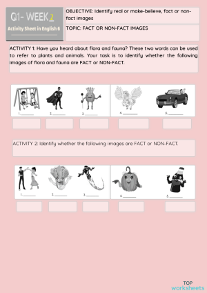 FACT AND NON-FACT IMAGES WORKSHEET. Interactive worksheet | TopWorksheets
