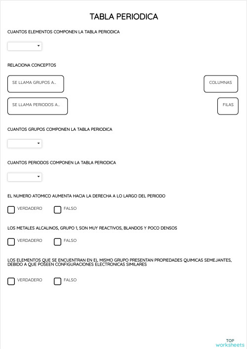 TABLA PERIODICA. Ficha interactiva | TopWorksheets