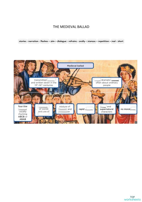 The medieval ballad. Interactive worksheet | TopWorksheets