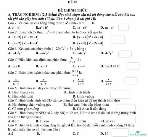 MATH8 SEMESTER. Interactive worksheet | TopWorksheets