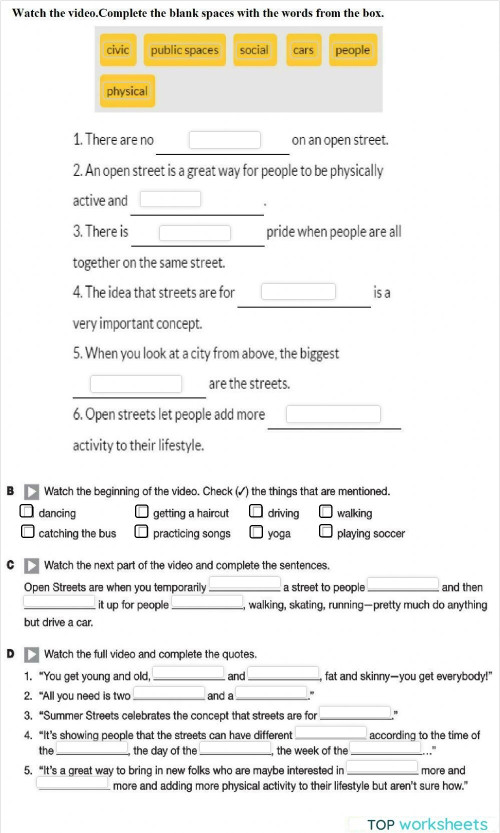 INT01U1LA video. Interactive worksheet | TopWorksheets
