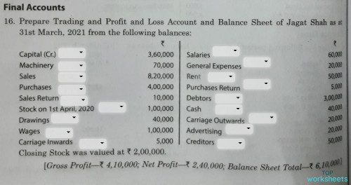 FINAL ACCOUNTS WITHOUT ADJUSTMENT_TEXTBOOK QUESTIONS. Interactive ...