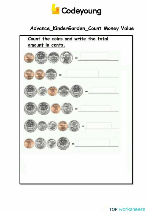 Money- value interactive. Interactive worksheet | TopWorksheets