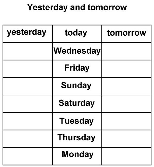 Yesterday / Today / Tomorrow. Interactive worksheet | TopWorksheets