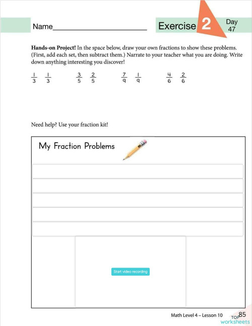 Lesson 10: Exercise 2 Pg 85. Interactive worksheet | TopWorksheets