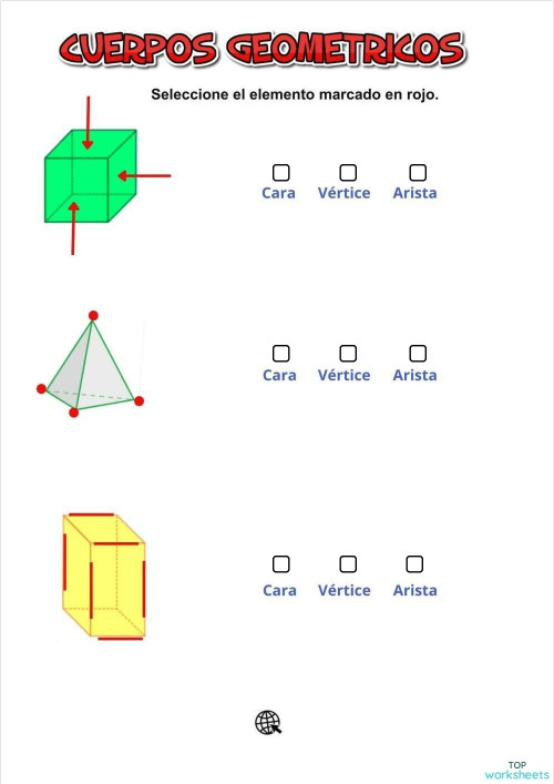 Cuerpos geométricos 04. Ficha interactiva | TopWorksheets
