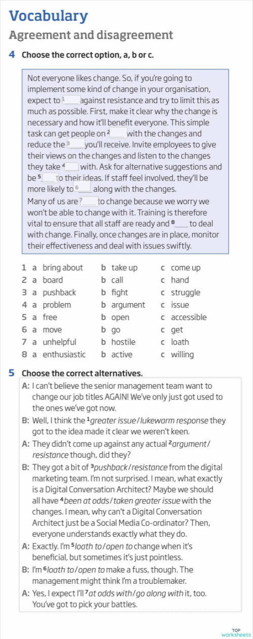 agree or disagree. Interactive worksheet | TopWorksheets