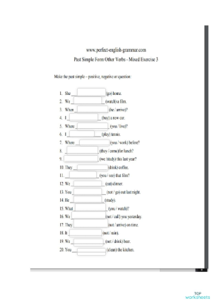 Basic 6 past simple. Interactive worksheet | TopWorksheets