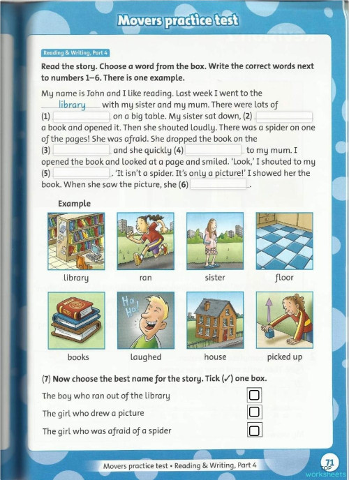 001 5th Reading and Writing Part 4. Interactive worksheet | TopWorksheets