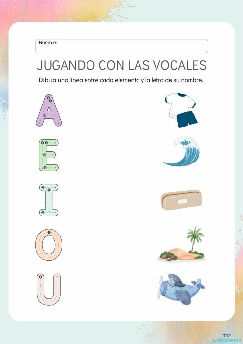 Hoja de Trabajo del Abecedario Relacionar Infantil Acuarela Pastel ...