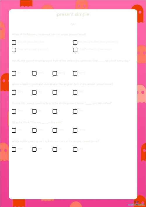 Present Simple Interactive Worksheet Topworksheets