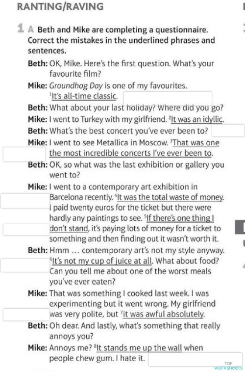 Ranting/Raving. Interactive worksheet | TopWorksheets