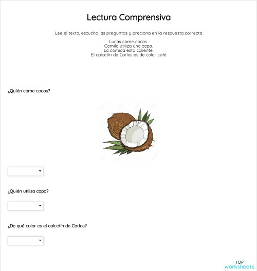 Lectura Comprensiva. Ficha interactiva | TopWorksheets