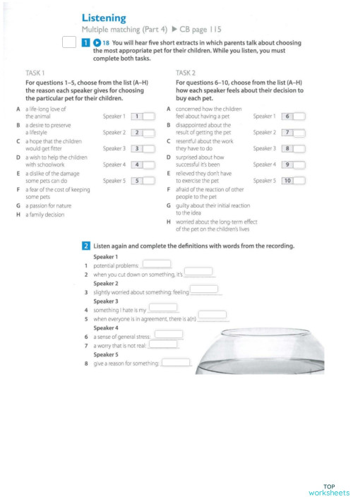 listening CAE PART 4. Interactive worksheet | TopWorksheets