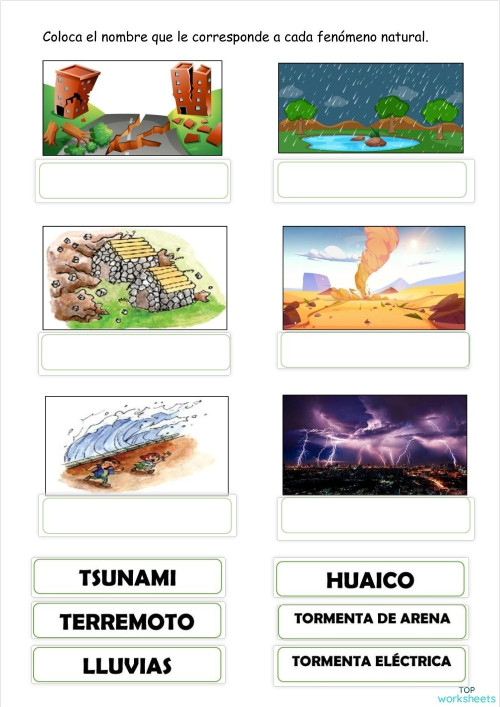 FENOMENOS NATURALES. Ficha interactiva | TopWorksheets