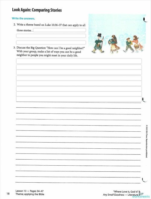 Looking Again: Comparing Stories Pg 18. Interactive worksheet ...