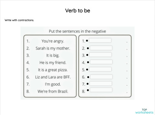 Verb to be. Interactive worksheet | TopWorksheets