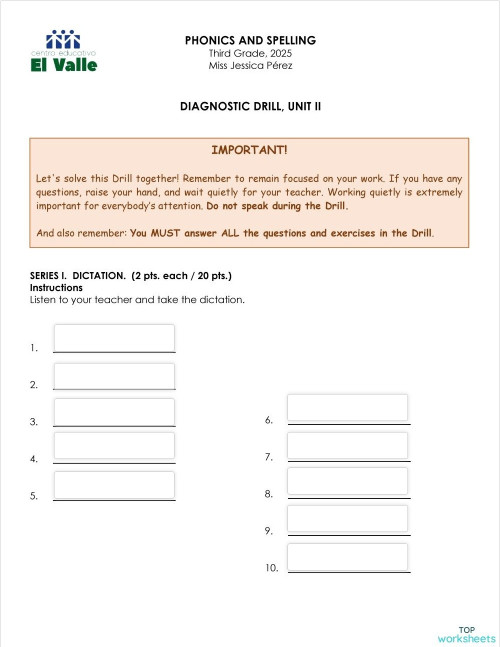 THIRD GRADE: II PHONICS AND SPELLING DD. Interactive worksheet ...