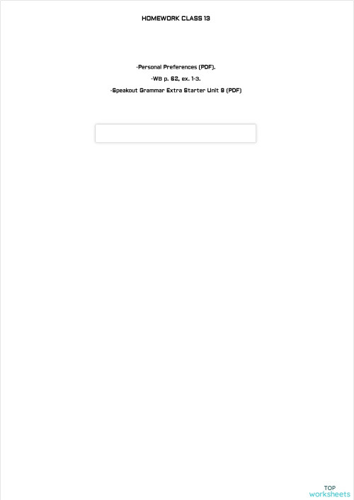 HOMEWORK CLASS 13. Interactive worksheet | TopWorksheets