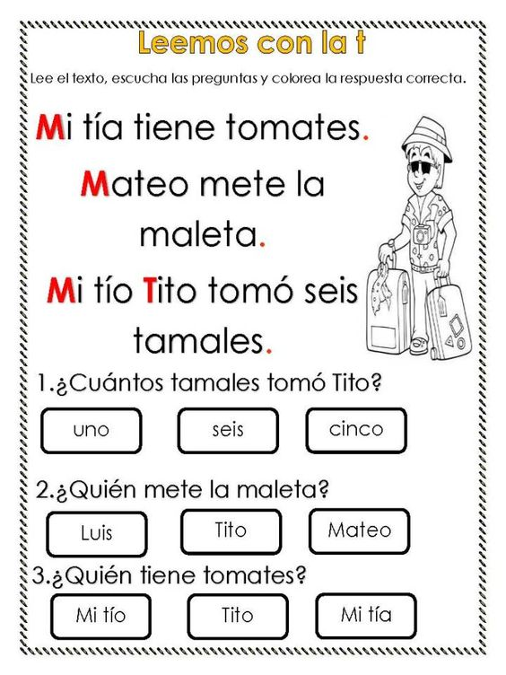 Lectura letra T/Colegio Petit. Ficha interactiva | TopWorksheets
