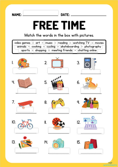 My free time. Interactive worksheet | TopWorksheets