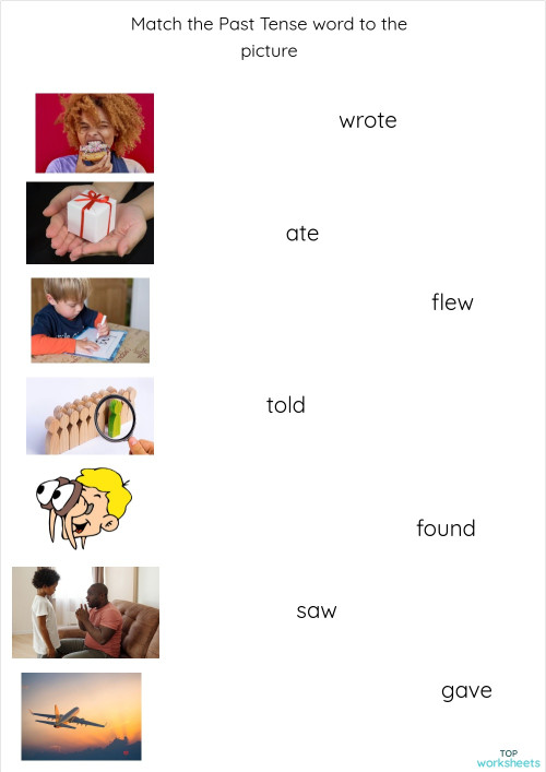Past Tense verb match Reading. Interactive worksheet | TopWorksheets