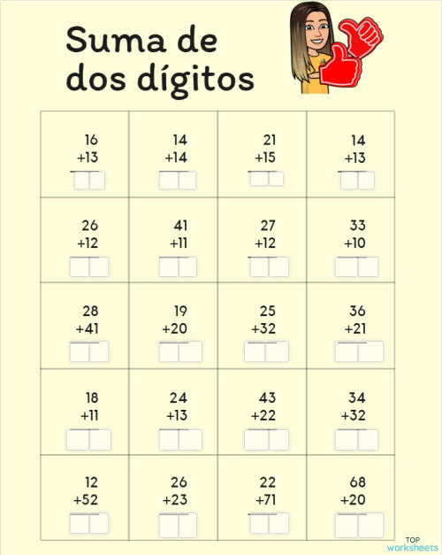 SUMAS DE DOS DÍGITOS. Maestra Magaly. Ficha interactiva | TopWorksheets